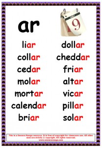 Phonics Poster – ar Words | Seomra Ranga