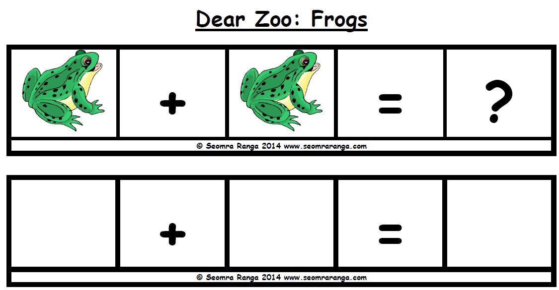 Dear Zoo Maths Sentence Builders: Frogs | Seomra Ranga