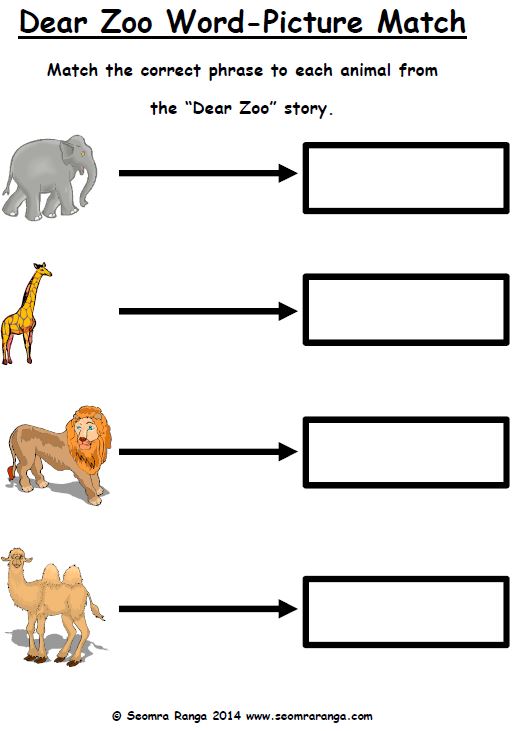 Dear Zoo Word-Picture Match | Seomra Ranga