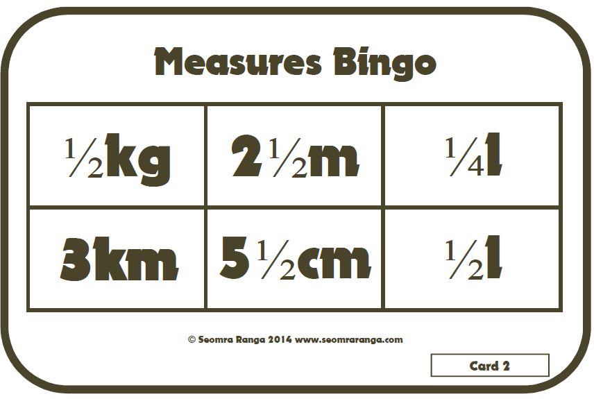 Measures Bingo | Seomra Ranga