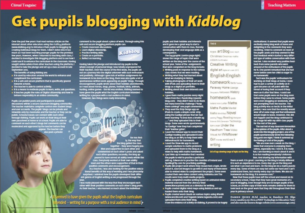 Kidblog in the Classroom | Seomra Ranga