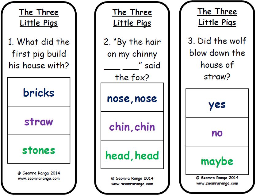 Peg Comprehension: The Three Little Pigs | Seomra Ranga