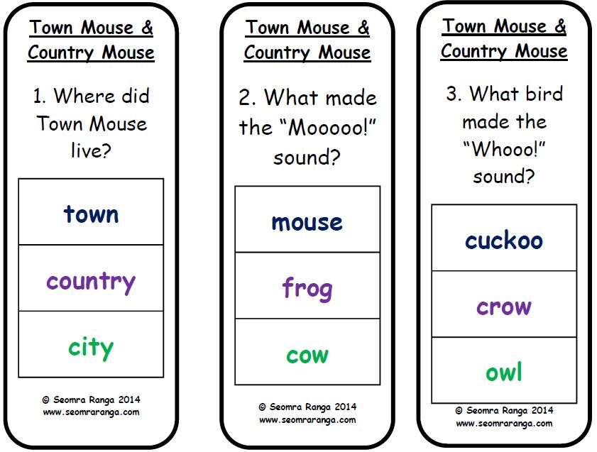 Peg Comprehension: Town Mouse & Country Mouse | Seomra Ranga