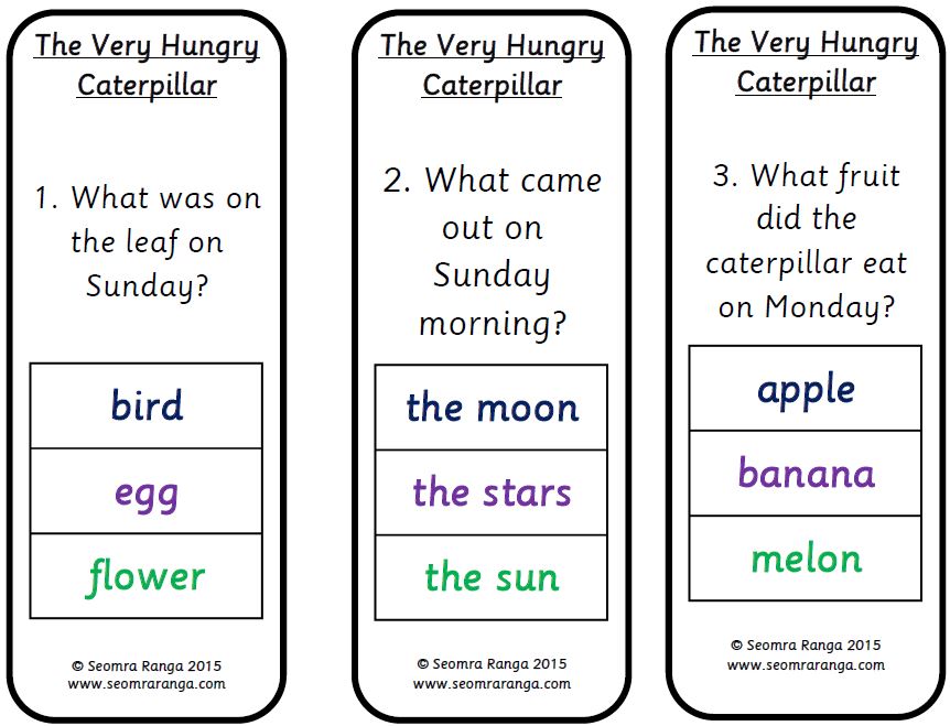 Peg Comprehension: The Very Hungry Caterpillar | Seomra Ranga