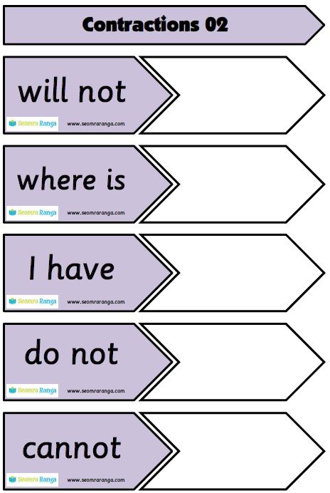 Contractions Matching 02 | Seomra Ranga