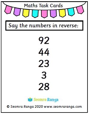 Maths Task Cards – Number Memory 03 | Seomra Ranga