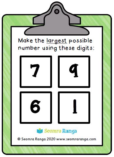Maths Task Cards – Make the Largest Number 01 | Seomra Ranga