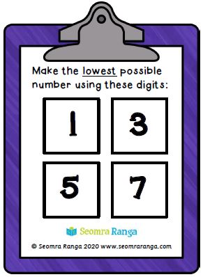 Maths Task Cards – Make the Lowest Number 01 | Seomra Ranga
