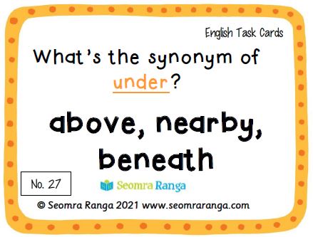 English Task Cards – Synonyms 01 | Seomra Ranga